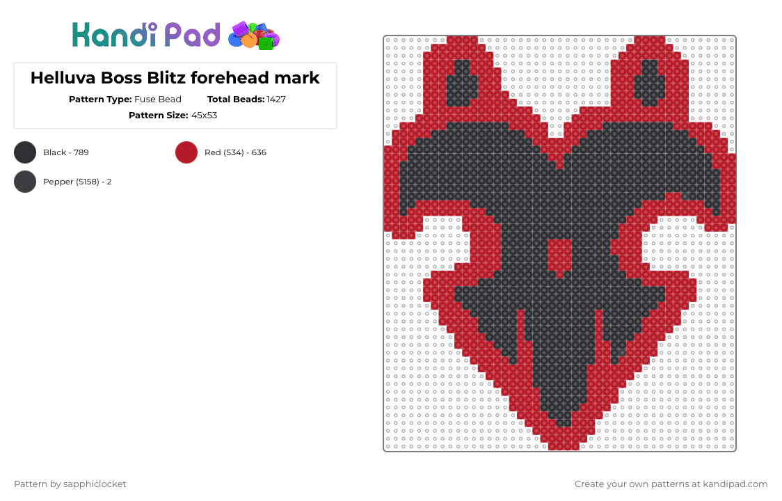 Helluva Boss Blitz forehead mark Fuse Bead Pattern - Kandi Pad | Kandi ...