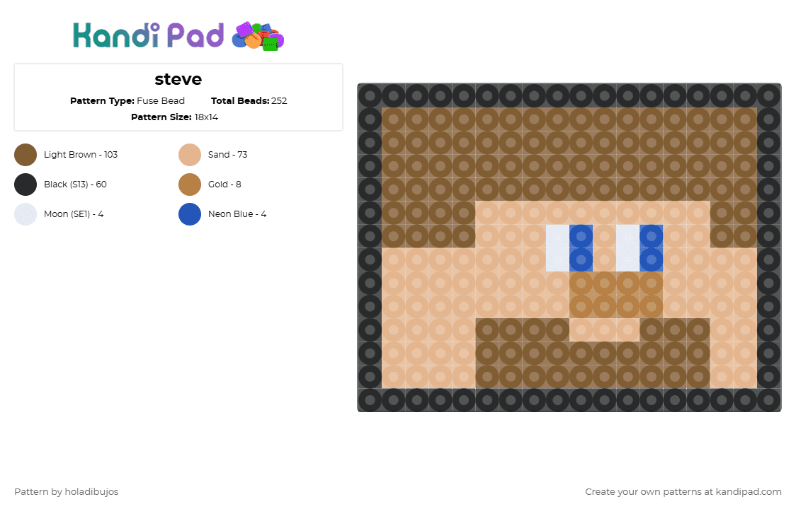 Steve Fuse Bead Pattern - Kandi Pad | Kandi Patterns, Fuse Bead ...