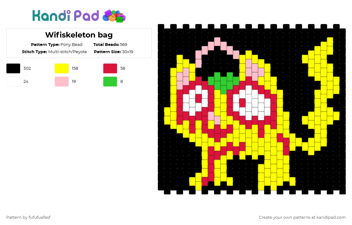 Wifiskeleton bag Pony Bead Pattern - Kandi Pad | Kandi Patterns, Fuse ...