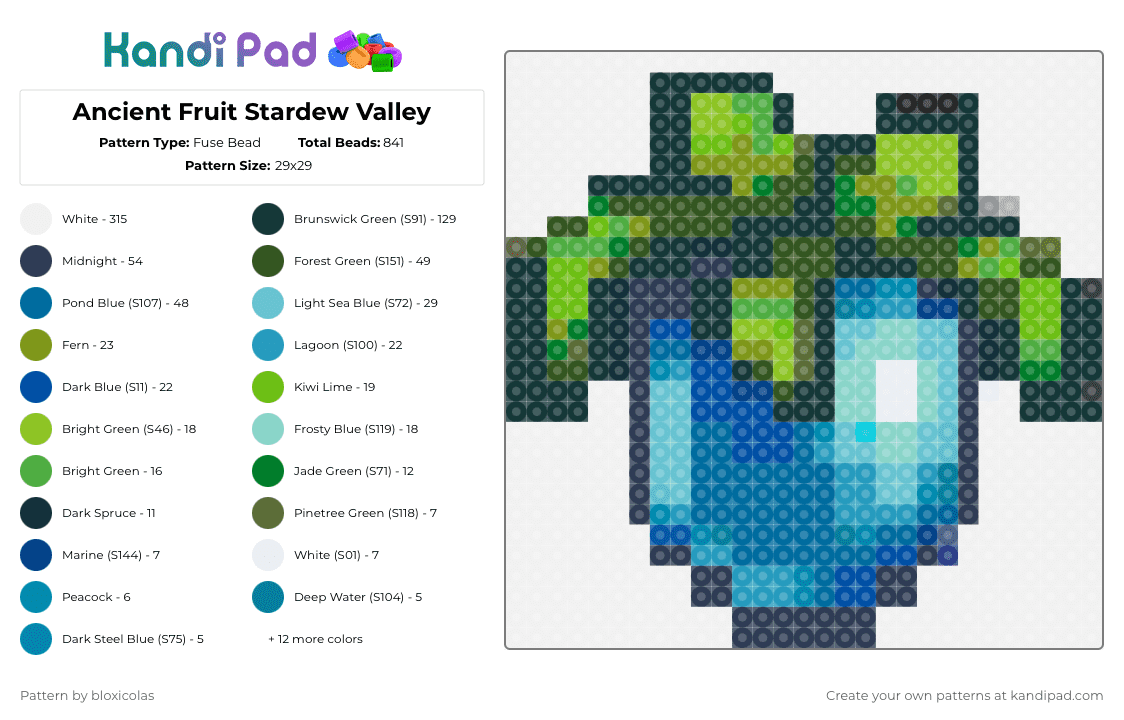 Ancient Fruit Stardew Valley Fuse Bead Pattern - Kandi Pad | Kandi ...