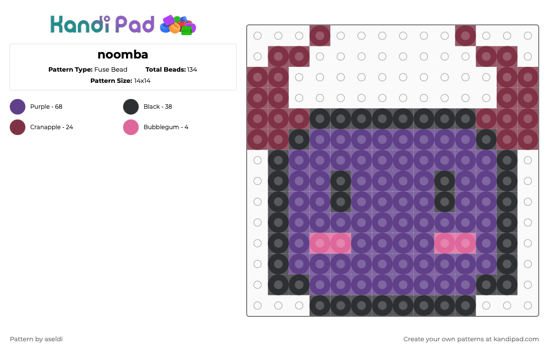 Noomba Fuse Bead Pattern - Kandi Pad | Kandi Patterns, Fuse Bead ...