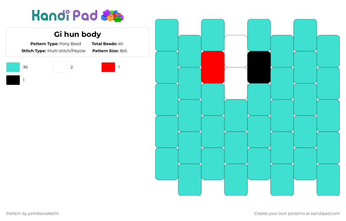 Gi hun body Pony Bead Pattern - Kandi Pad | Kandi Patterns, Fuse Bead ...