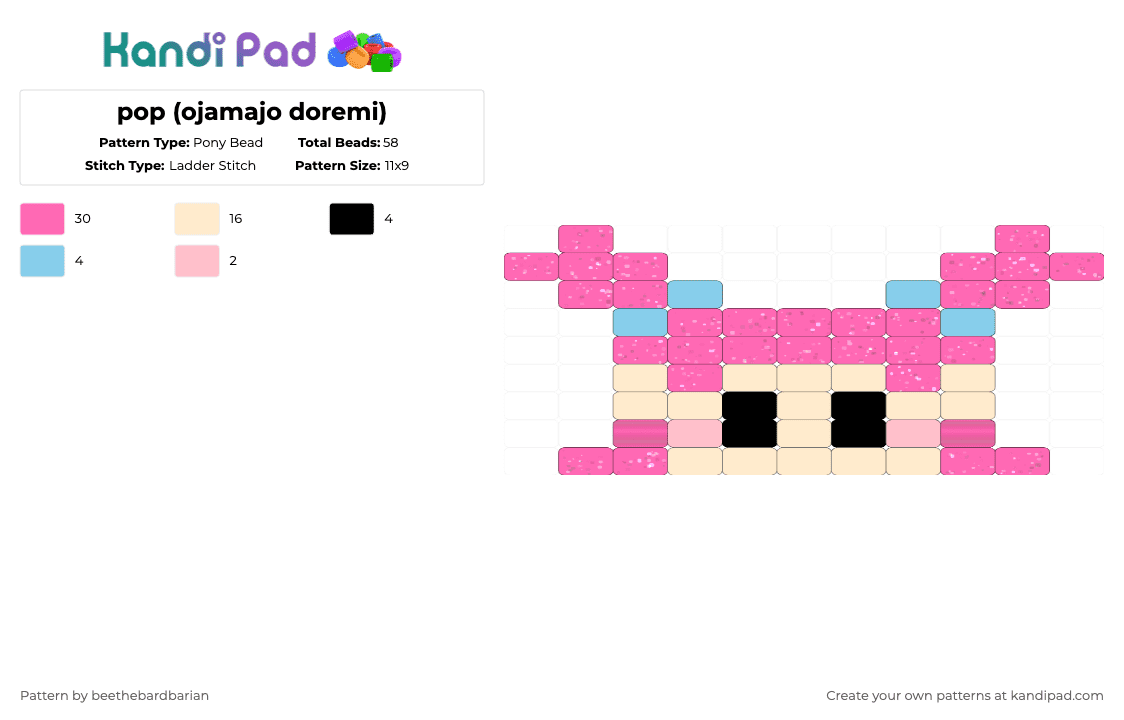 Pop (ojamajo doremi) Pony Bead Pattern - Kandi Pad | Kandi Patterns ...