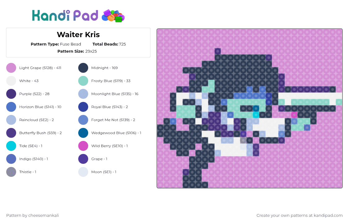 Waiter Kris Fuse Bead Pattern - Kandi Pad | Kandi Patterns, Fuse Bead ...