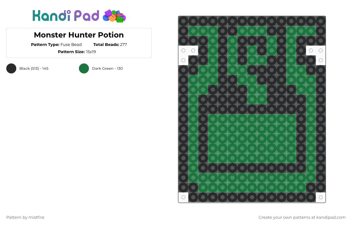 Monster Hunter Potion Fuse Bead Pattern - Kandi Pad | Kandi Patterns ...