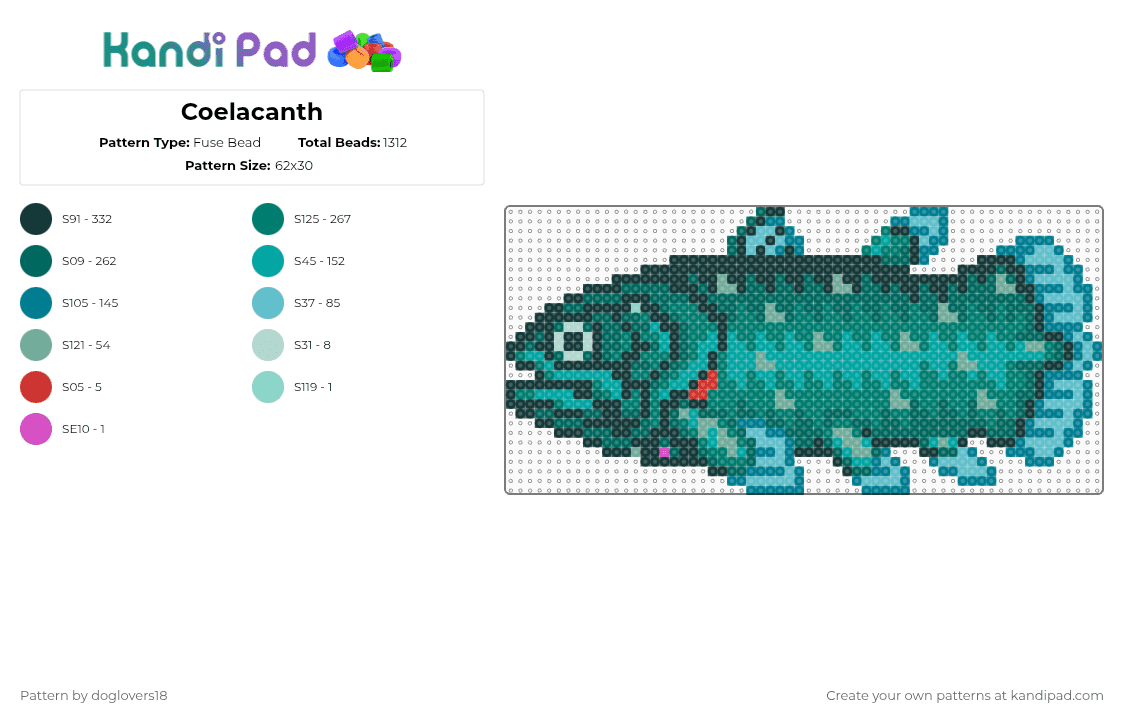 Coelacanth Fuse Bead Pattern - Kandi Pad | Kandi Patterns, Fuse Bead ...