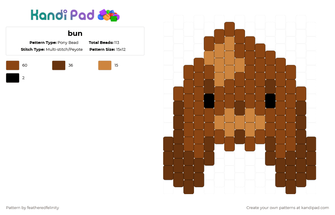 Bun Pony Bead Pattern - Kandi Pad | Kandi Patterns, Fuse Bead Patterns ...
