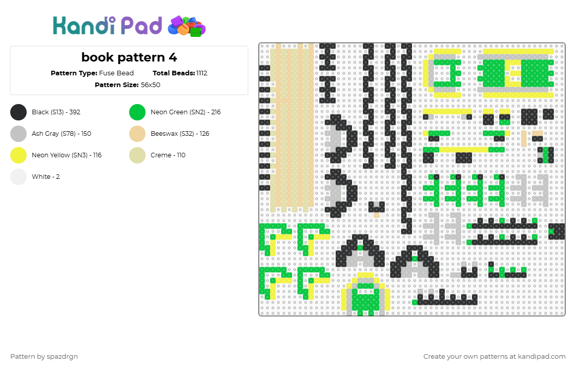 Book pattern 4 Fuse Bead Pattern - Kandi Pad | Kandi Patterns, Fuse ...