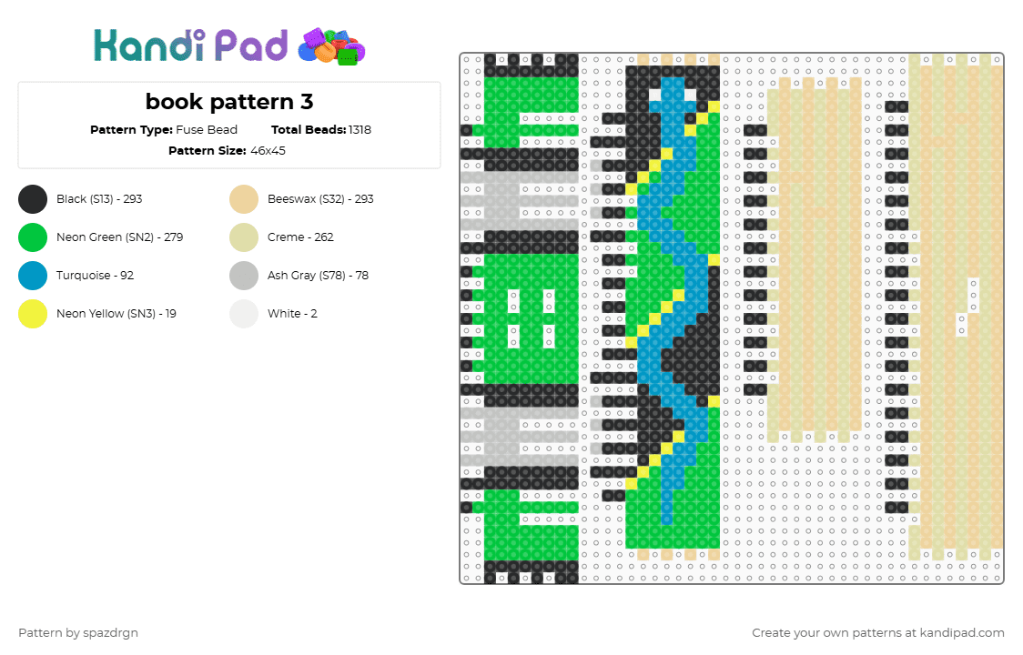 Book pattern 3 Fuse Bead Pattern - Kandi Pad | Kandi Patterns, Fuse ...