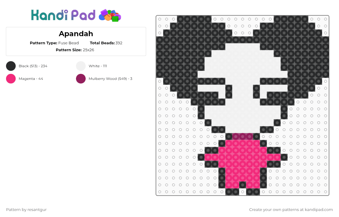 Apandah Fuse Bead Pattern - Kandi Pad | Kandi Patterns, Fuse Bead ...