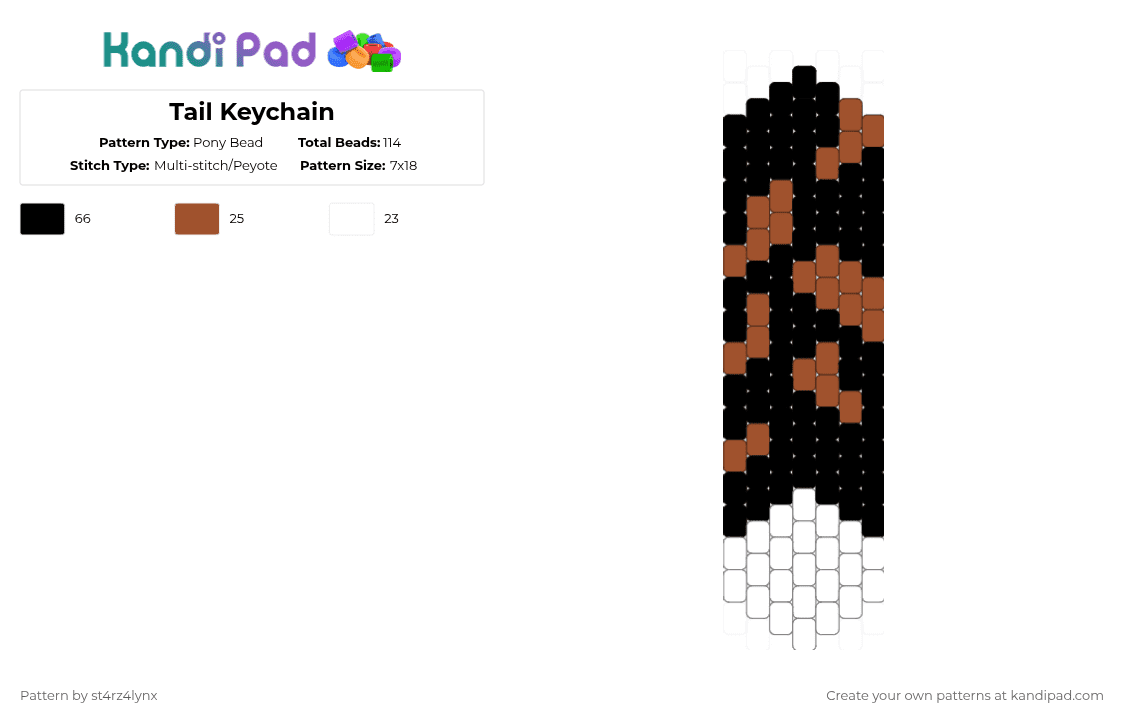 Tail Keychain Pony Bead Pattern - Kandi Pad | Kandi Patterns, Fuse Bead ...