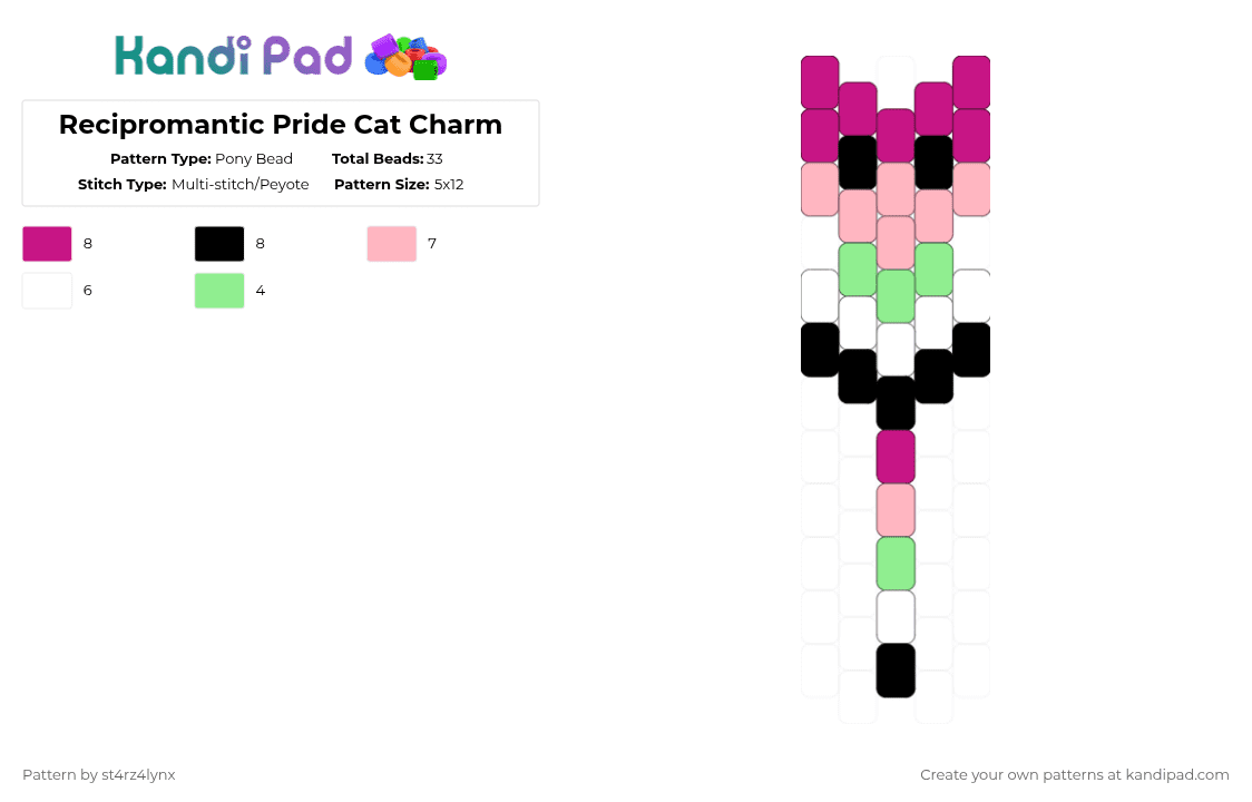 Recipromantic Pride Cat Charm Pony Bead Pattern - Kandi Pad | Kandi ...
