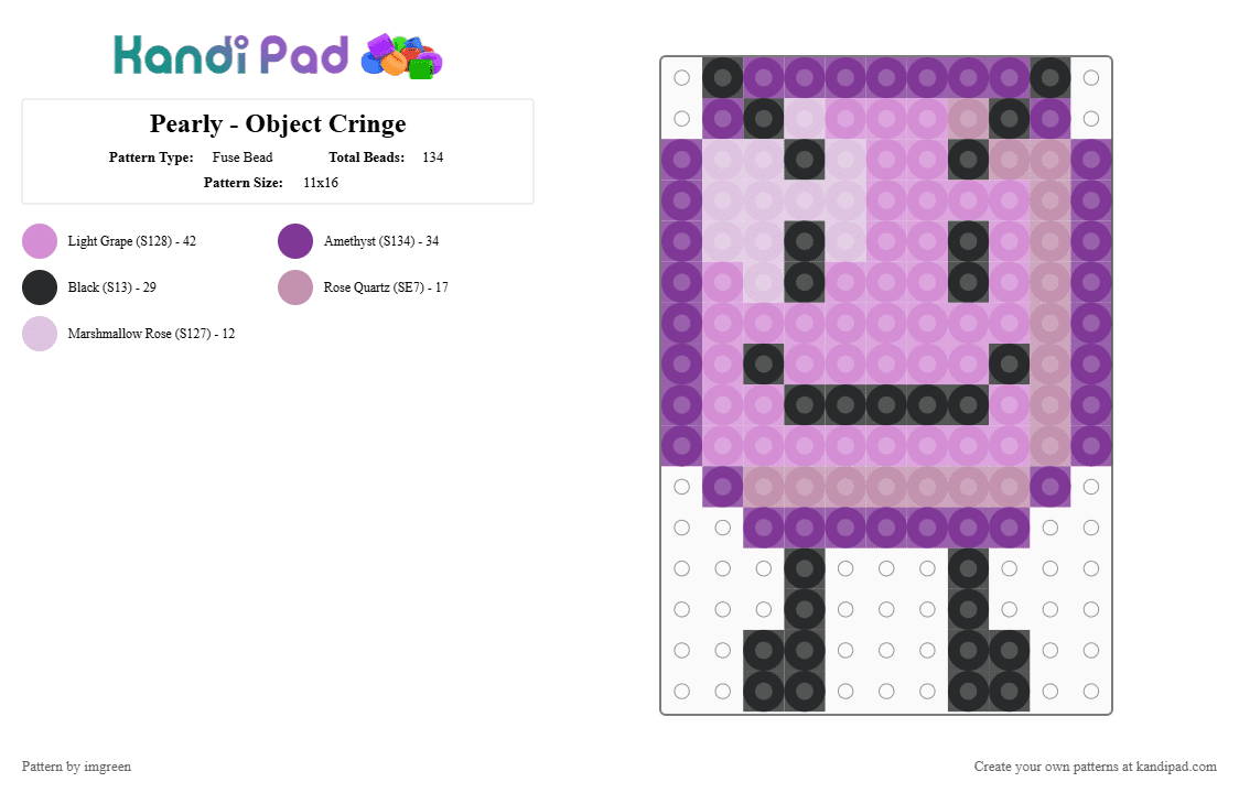 Pearly - Object Cringe Fuse Bead Pattern - Kandi Pad | Kandi Patterns ...