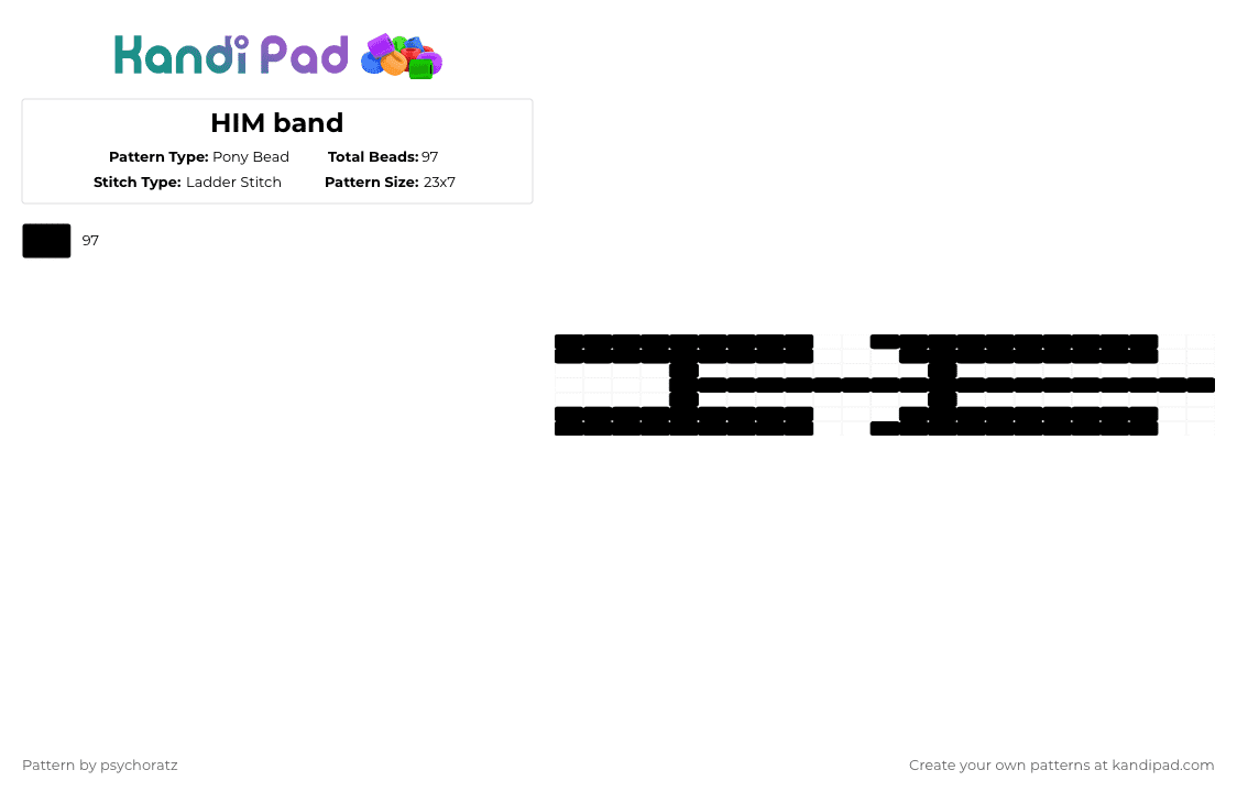 HIM band Pony Bead Pattern - Kandi Pad | Kandi Patterns, Fuse Bead ...