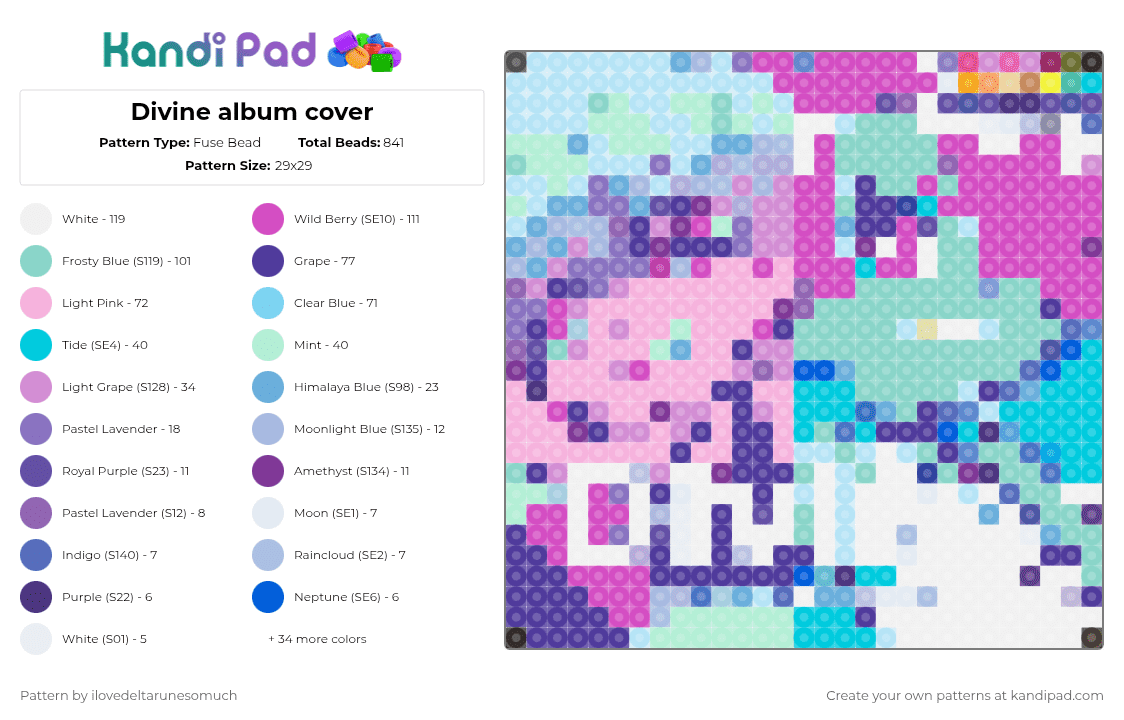 Divine album cover Fuse Bead Pattern - Kandi Pad | Kandi Patterns, Fuse ...