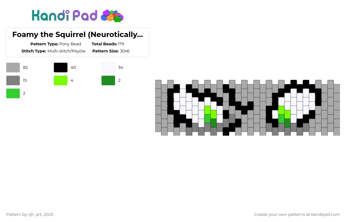Foamy the Squirrel (Neurotically Yours) Pony Bead Pattern - Kandi Pad ...