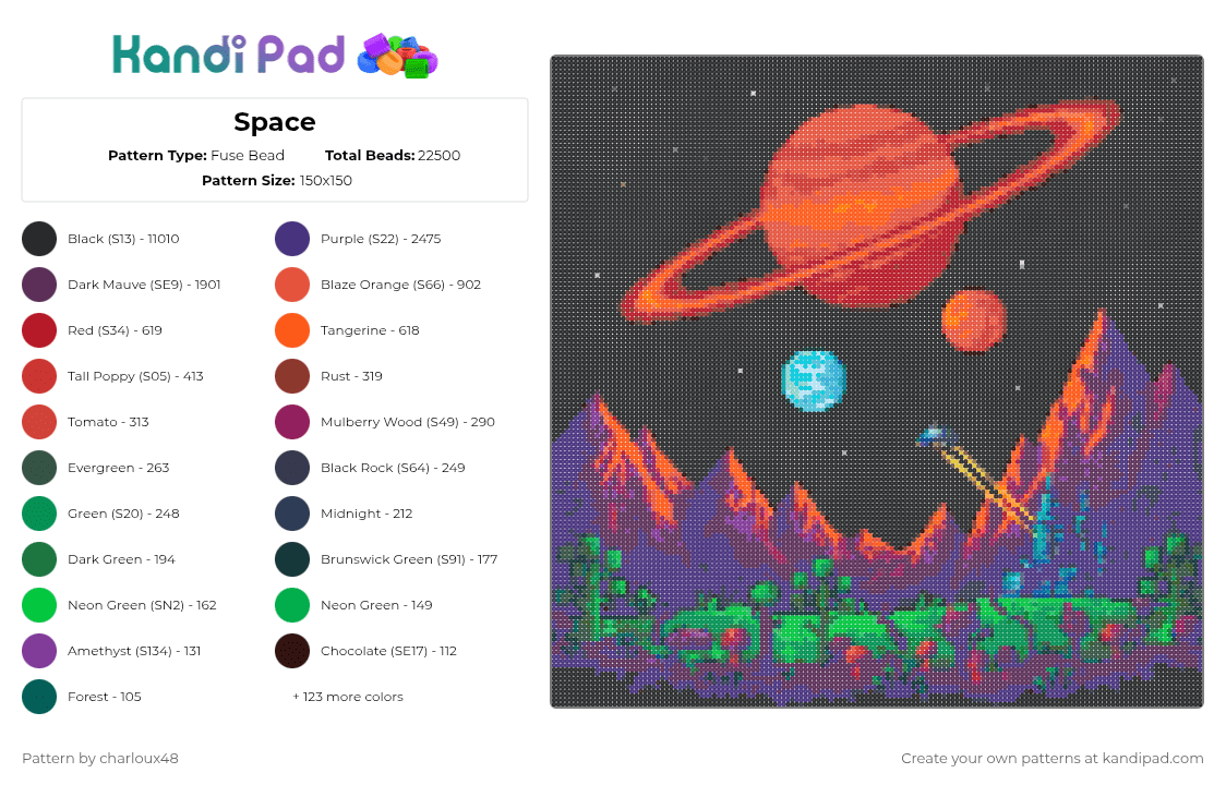 Space Fuse Bead Pattern - Kandi Pad | Kandi Patterns, Fuse Bead ...