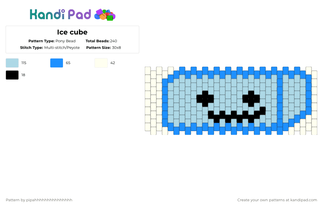 Ice cube Pony Bead Pattern - Kandi Pad | Kandi Patterns, Fuse Bead ...