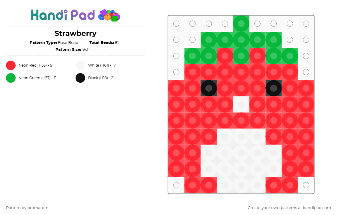 Strawberry Fuse Bead Pattern - Kandi Pad | Kandi Patterns, Fuse Bead ...