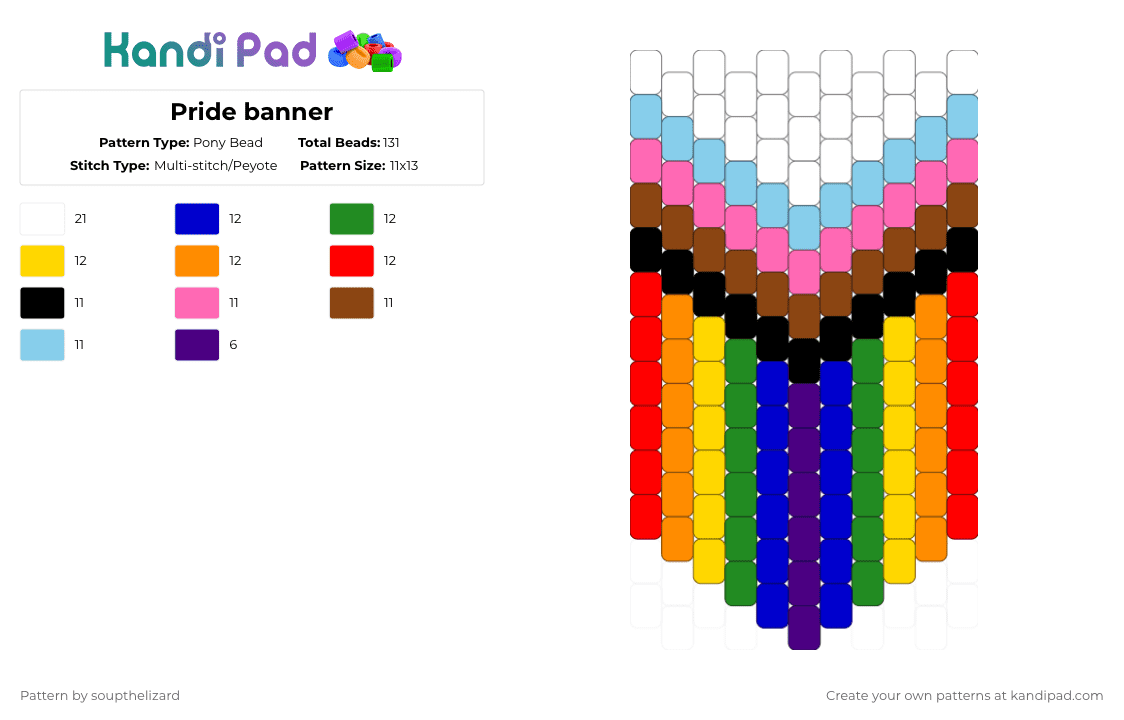 Pride banner Pony Bead Pattern - Kandi Pad | Kandi Patterns, Fuse Bead ...