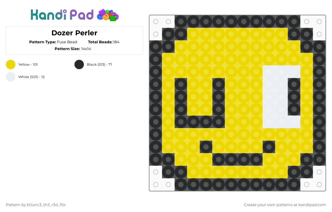 Dozer Perler Fuse Bead Pattern - Kandi Pad | Kandi Patterns, Fuse Bead ...