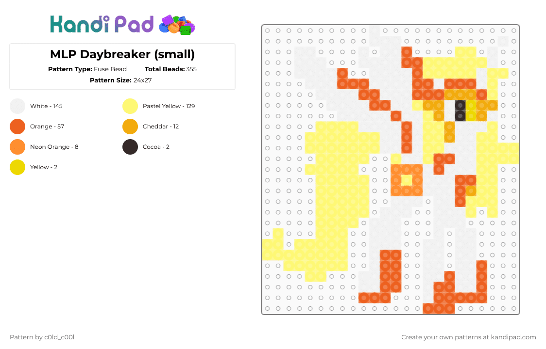 MLP Daybreaker (small) Fuse Bead Pattern - Kandi Pad | Kandi Patterns ...