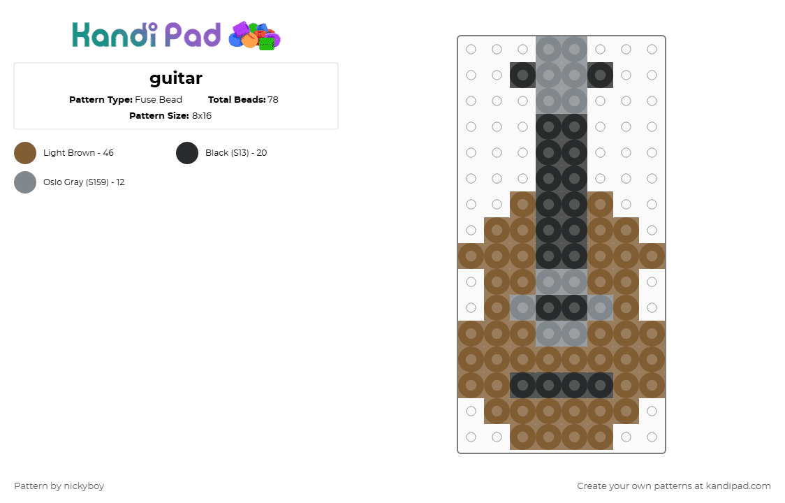 Guitar Fuse Bead Pattern - Kandi Pad | Kandi Patterns, Fuse Bead ...