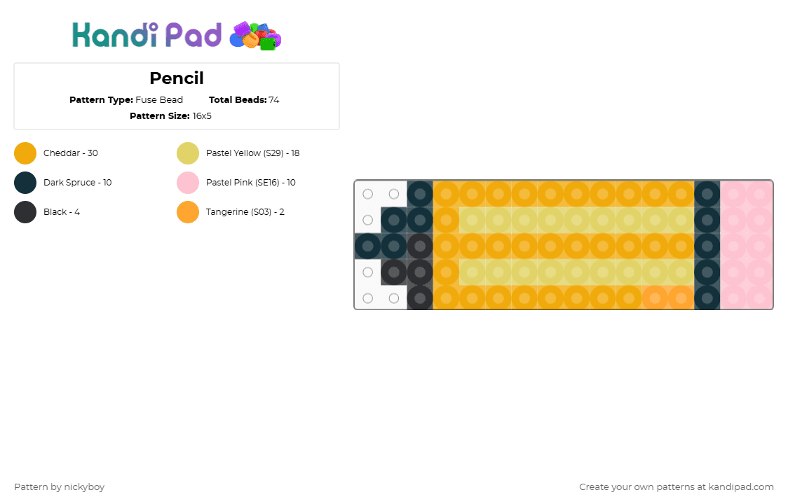 Pencil Fuse Bead Pattern - Kandi Pad | Kandi Patterns, Fuse Bead ...