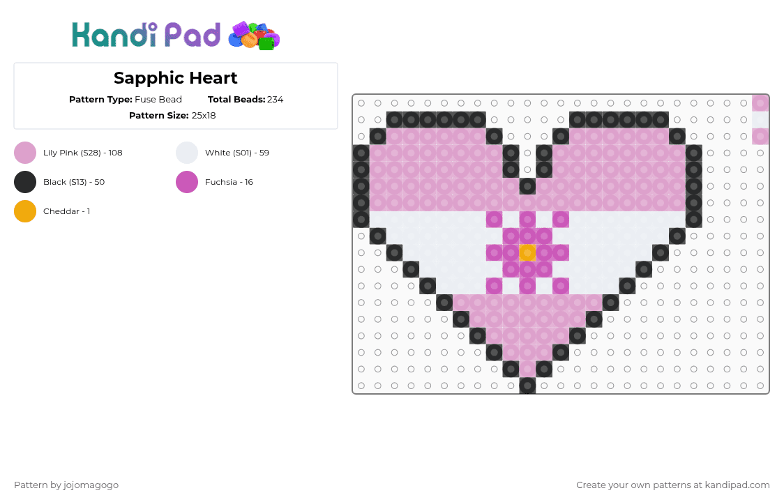 Sapphic Heart Fuse Bead Pattern - Kandi Pad | Kandi Patterns, Fuse Bead ...