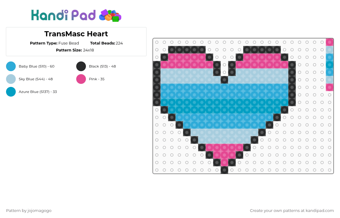TransMasc Heart Fuse Bead Pattern - Kandi Pad | Kandi Patterns, Fuse ...