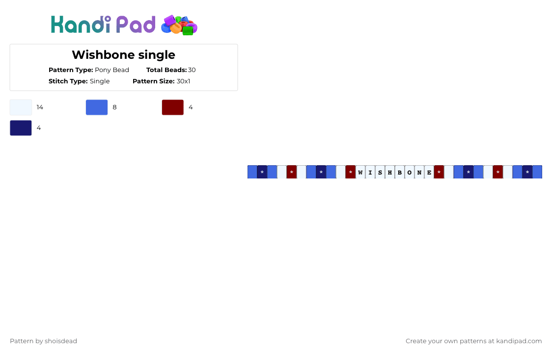 Wishbone single Pony Bead Pattern - Kandi Pad | Kandi Patterns, Fuse ...