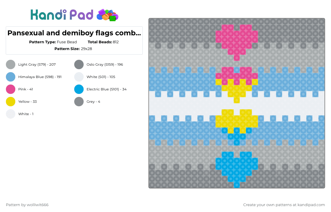 Pansexual and demiboy flags combined Fuse Bead Pattern - Kandi Pad ...
