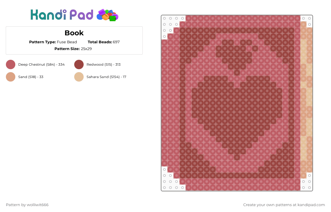 Book Fuse Bead Pattern - Kandi Pad | Kandi Patterns, Fuse Bead Patterns ...