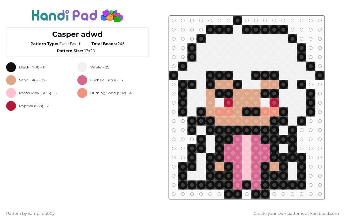 Casper adwd Fuse Bead Pattern - Kandi Pad | Kandi Patterns, Fuse Bead ...