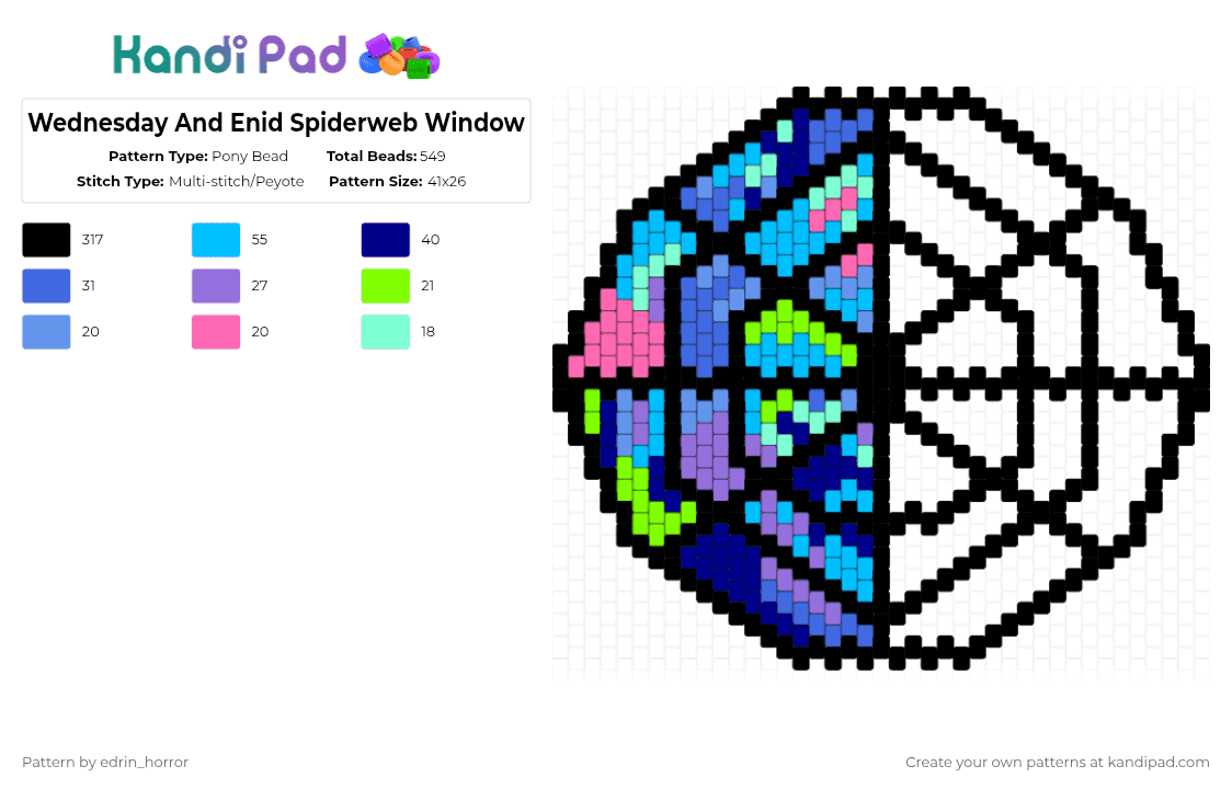 Wednesday And Enid Spiderweb Window Pony Bead Pattern - Kandi Pad ...