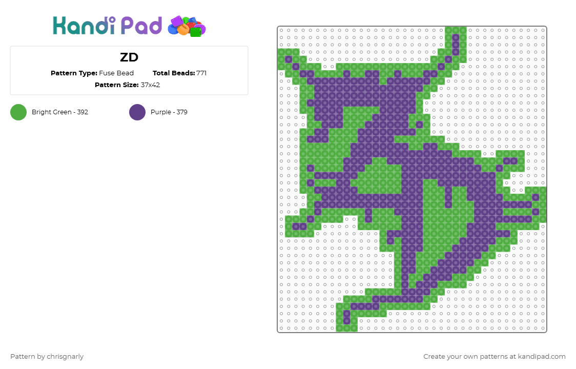 ZD Fuse Bead Pattern - Kandi Pad | Kandi Patterns, Fuse Bead Patterns ...
