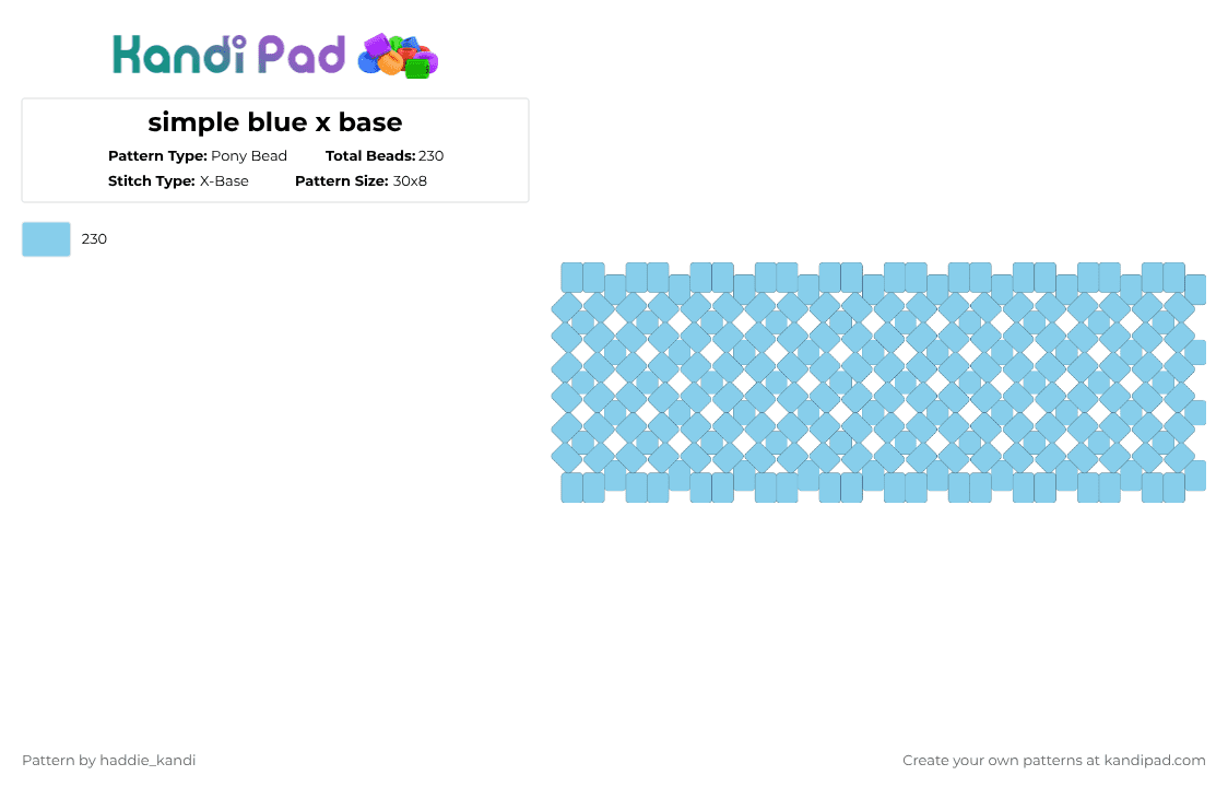 Simple blue x base Pony Bead Pattern - Kandi Pad | Kandi Patterns, Fuse ...
