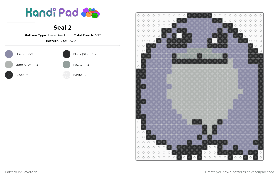 Seal 2 Fuse Bead Pattern - Kandi Pad | Kandi Patterns, Fuse Bead ...