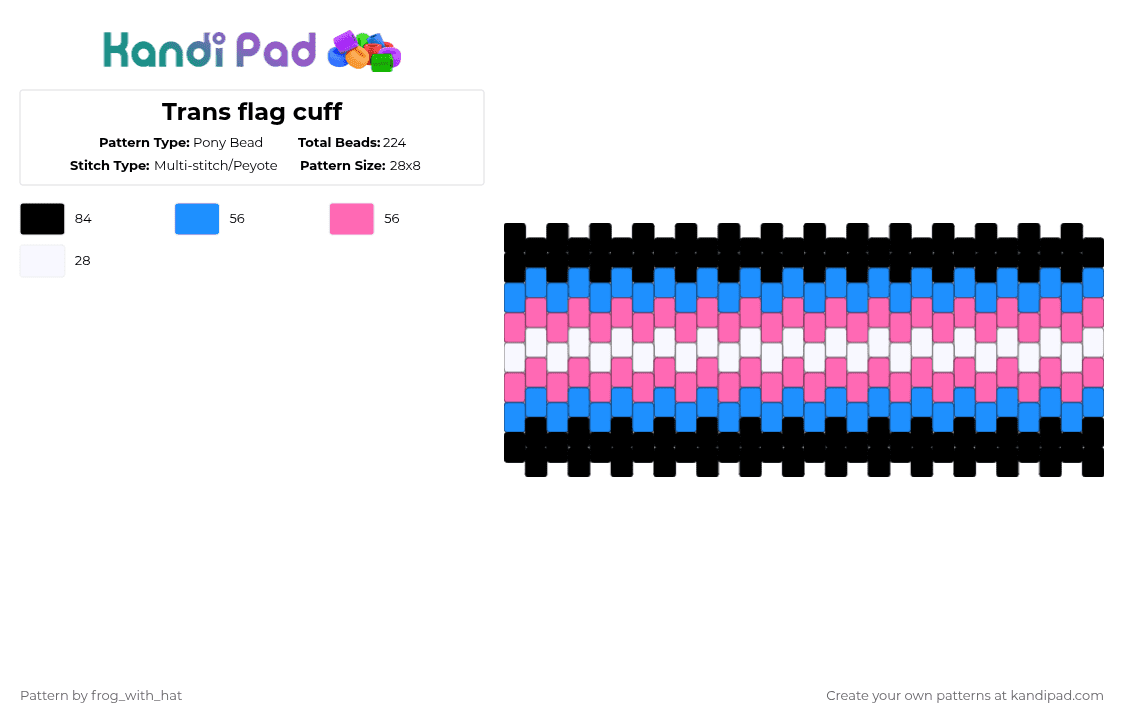 Trans flag cuff Pony Bead Pattern - Kandi Pad | Kandi Patterns, Fuse ...