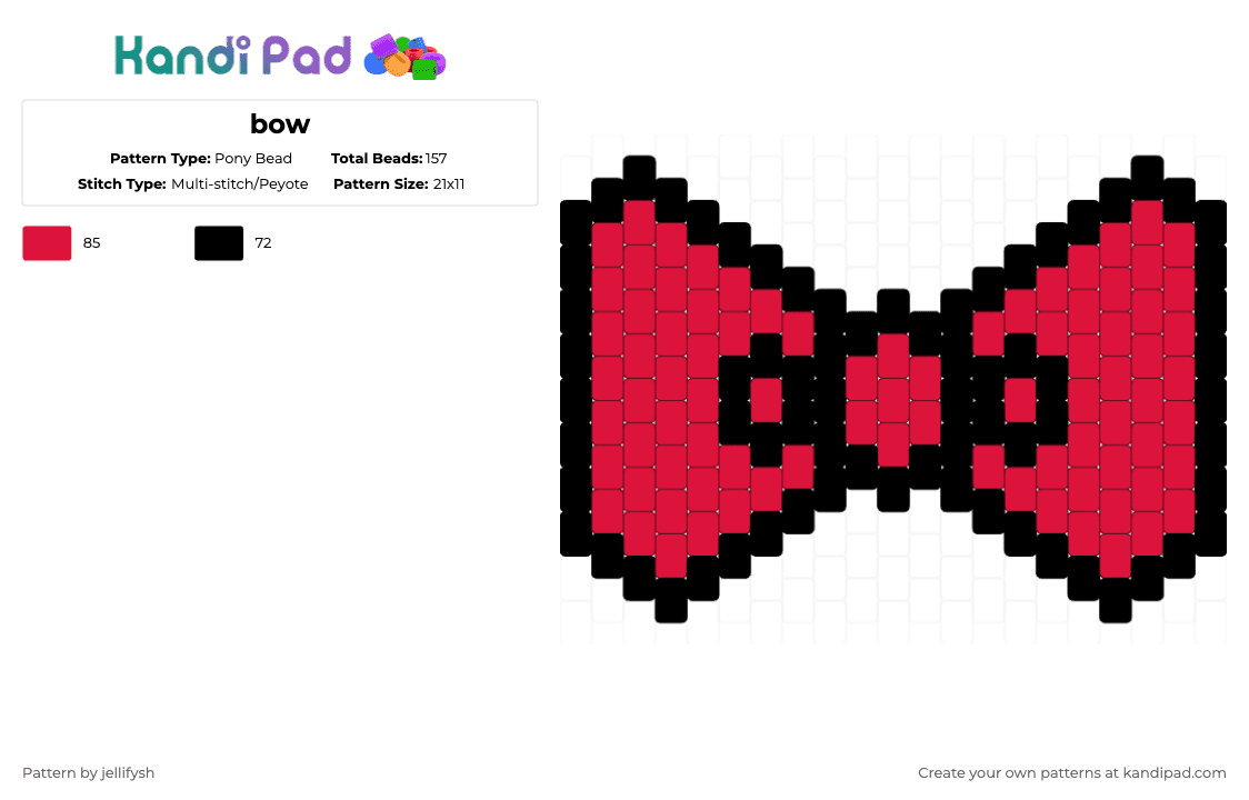 Bow Pony Bead Pattern - Kandi Pad | Kandi Patterns, Fuse Bead Patterns ...