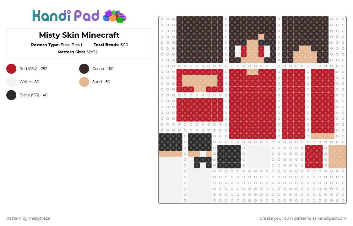 Misty Skin Minecraft Fuse Bead Pattern - Kandi Pad | Kandi Patterns ...