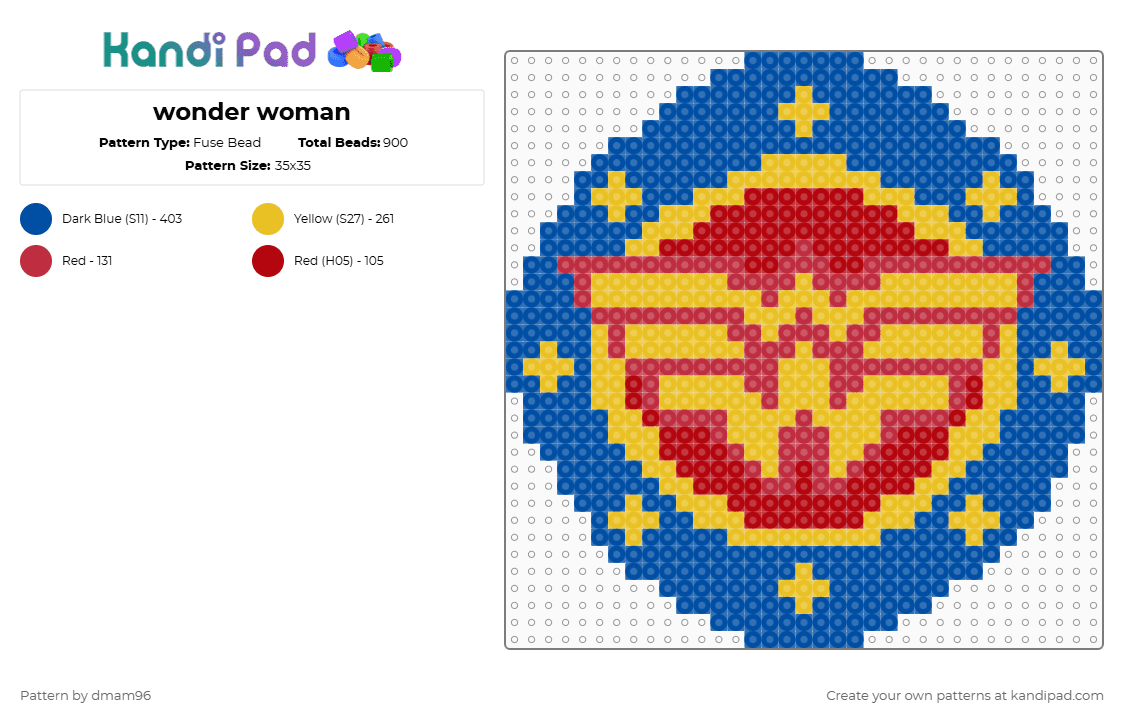 Wonder woman Fuse Bead Pattern - Kandi Pad | Kandi Patterns, Fuse Bead ...