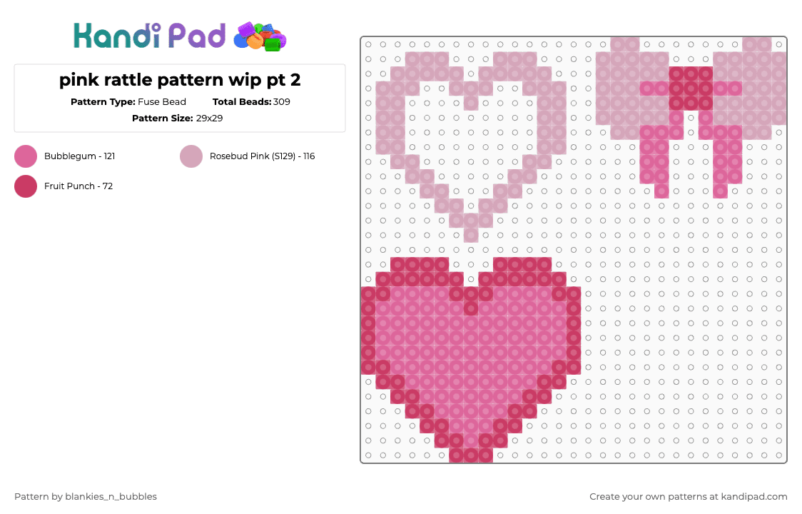 Pink rattle pattern wip pt 2 Fuse Bead Pattern - Kandi Pad | Kandi ...