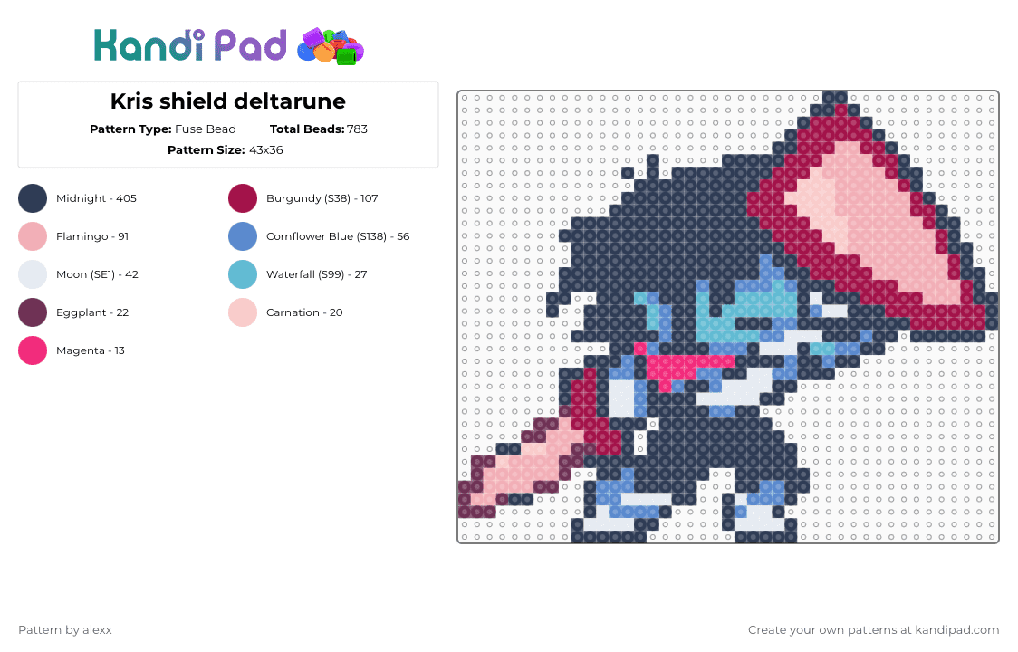 Kris shield deltarune Fuse Bead Pattern - Kandi Pad | Kandi Patterns ...