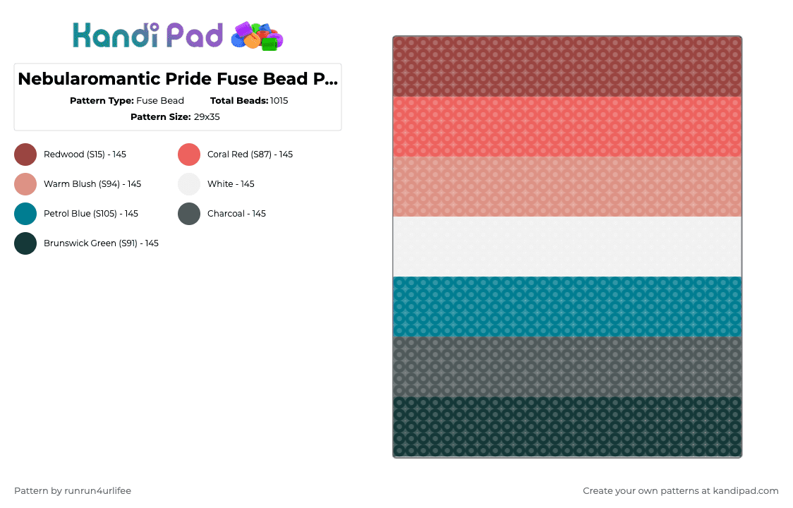 Nebularomantic Pride Fuse Bead Perler Flag Ver. Two Fuse Bead Pattern ...