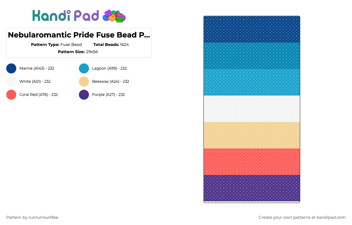 Nebularomantic Pride Fuse Bead Perler Flag Fuse Bead Pattern - Kandi ...
