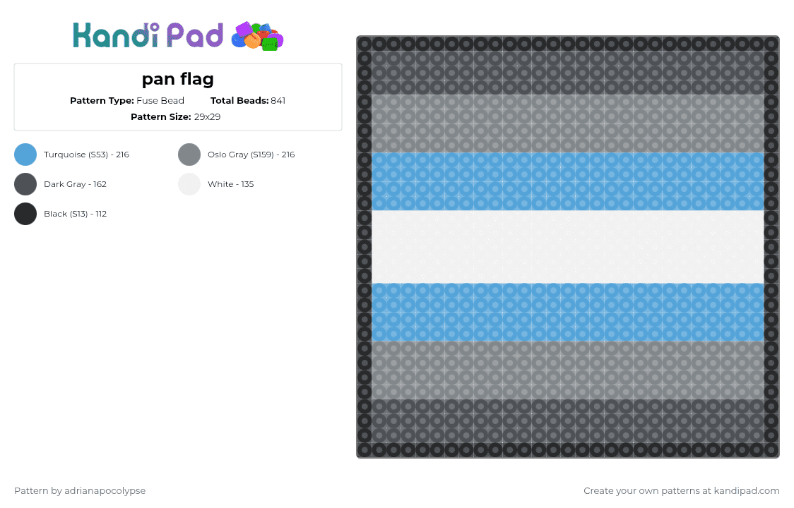 Pan flag Fuse Bead Pattern - Kandi Pad | Kandi Patterns, Fuse Bead ...
