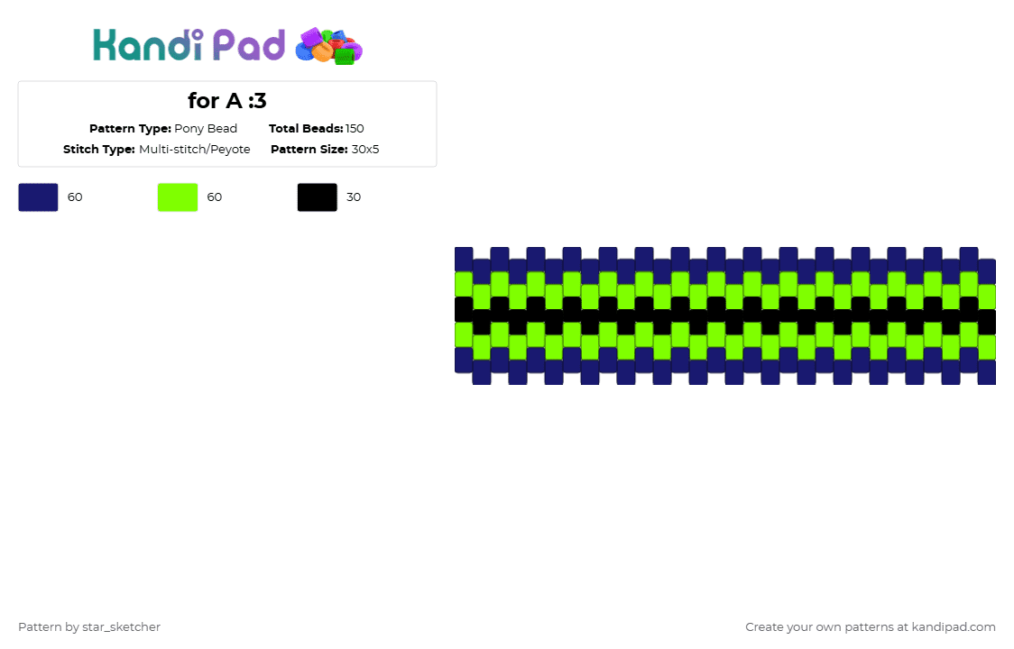 For A :3 Pony Bead Pattern - Kandi Pad | Kandi Patterns, Fuse Bead ...
