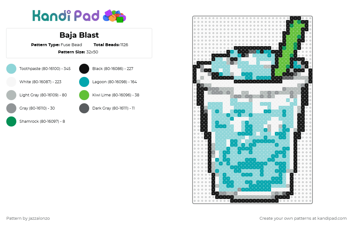Baja Blast Fuse Bead Pattern - Kandi Pad | Kandi Patterns, Fuse Bead ...