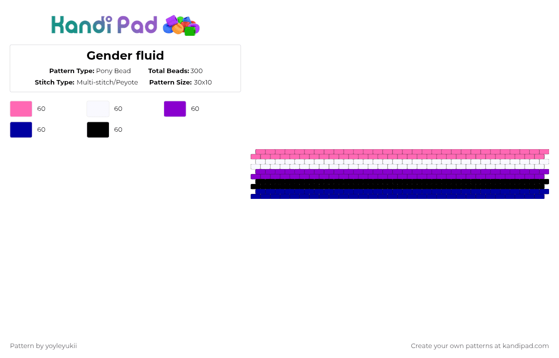 Gender fluid Pony Bead Pattern - Kandi Pad | Kandi Patterns, Fuse Bead ...
